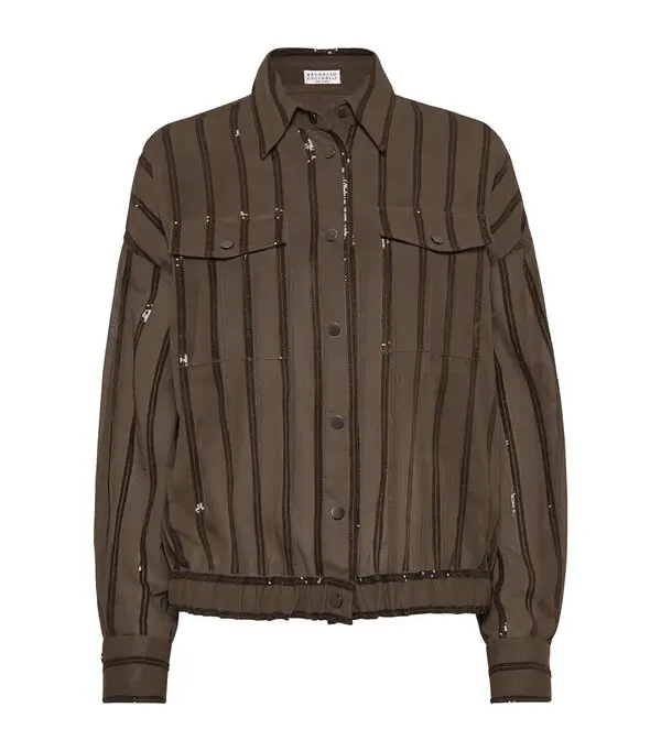 Brunello Cucinelli Cotton Organza Striped Jacket