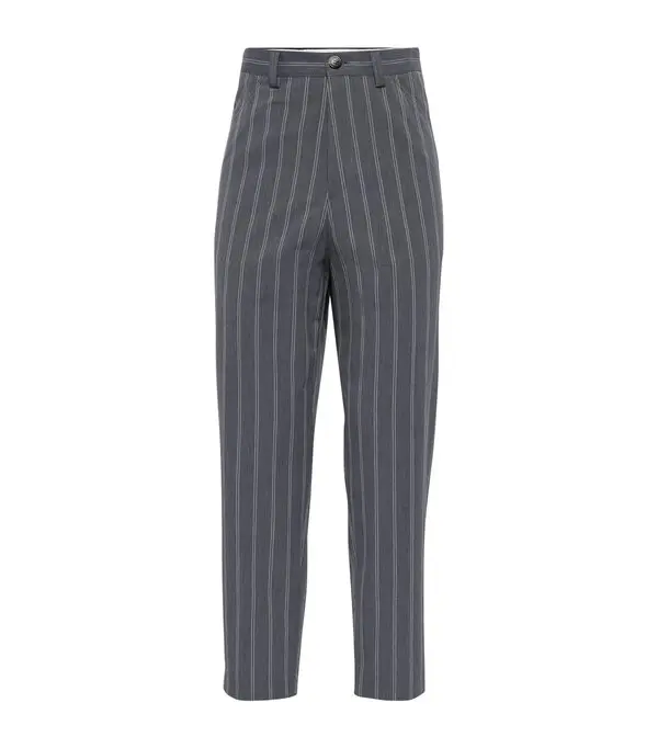 Brunello Cucinelli Cotton Chalk Stripe Trousers