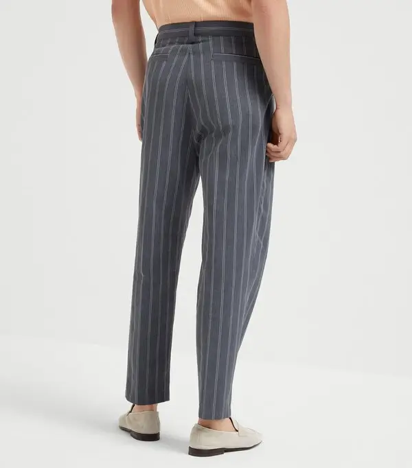 Brunello Cucinelli Cotton Chalk Stripe Trousers
