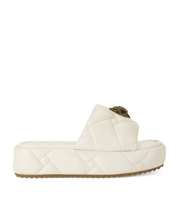 Kurt Geiger Leather Kensington Flatform Sandals - Beige