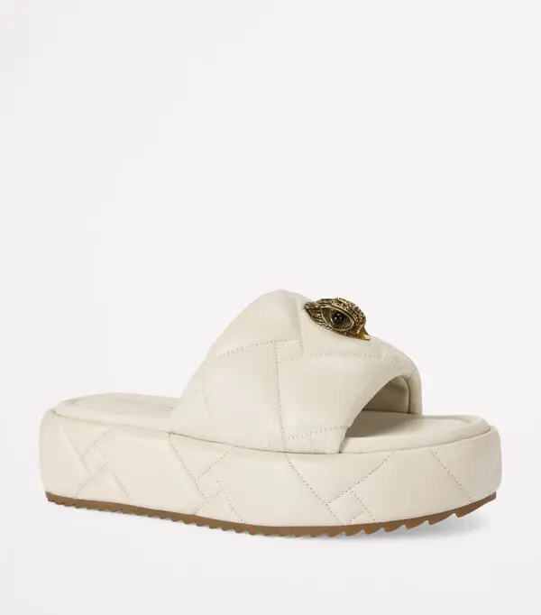 Kurt Geiger Leather Kensington Flatform Sandals - Beige