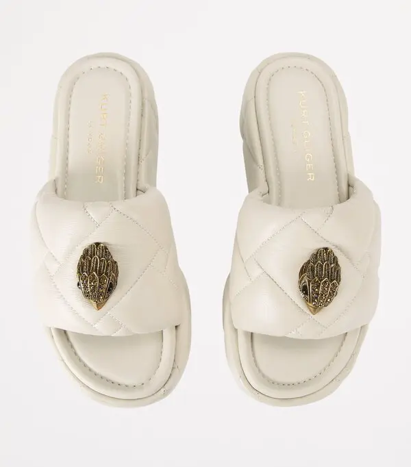 Kurt Geiger Leather Kensington Flatform Sandals - Beige