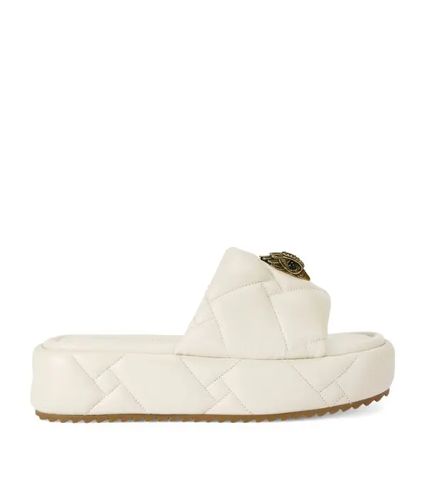 Kurt Geiger Leather Kensington Flatform Sandals - Beige