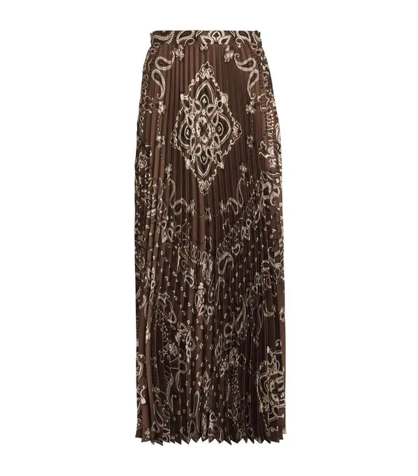 Sandro Bandana Print Pleated Maxi Skirt
