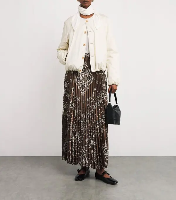 Sandro Bandana Print Pleated Maxi Skirt