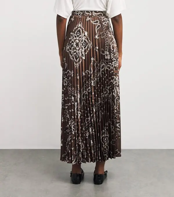 Sandro Bandana Print Pleated Maxi Skirt