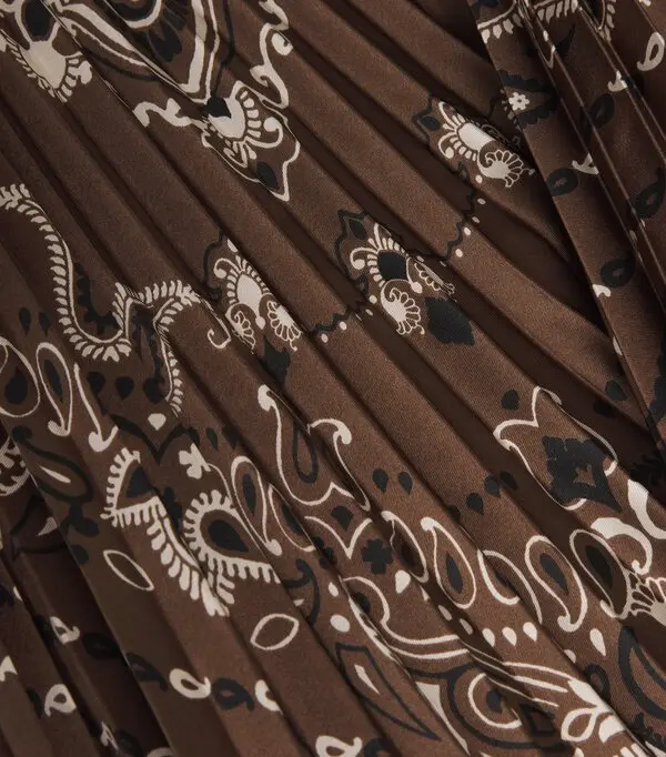 Sandro Bandana Print Pleated Maxi Skirt