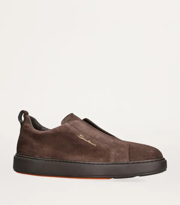 Santoni Suede Slip-on Sneakers - Brown