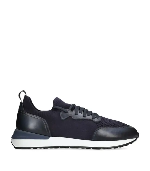 Magnanni Leather-trim Grafton Sneakers - Navy