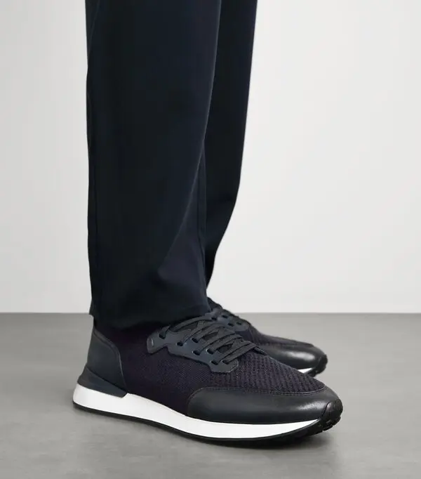 Magnanni Leather-trim Grafton Sneakers - Navy