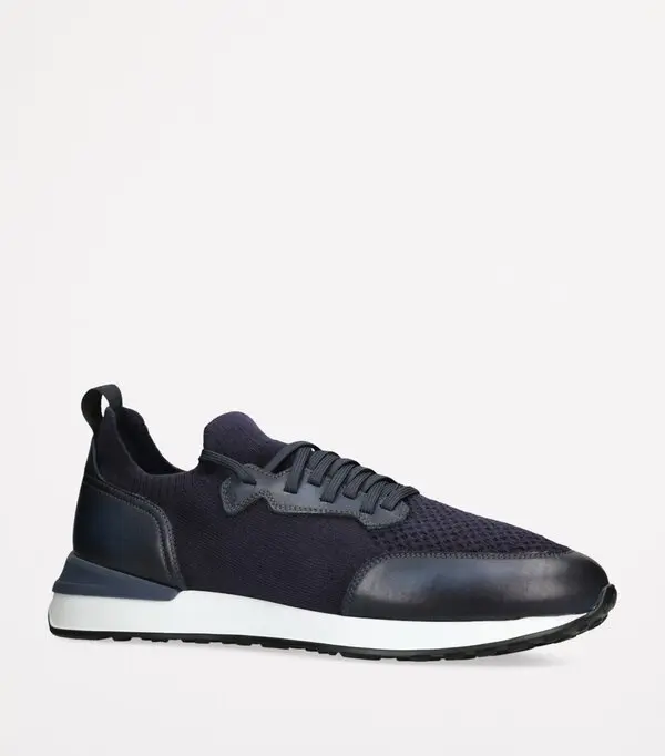 Magnanni Leather-trim Grafton Sneakers - Navy