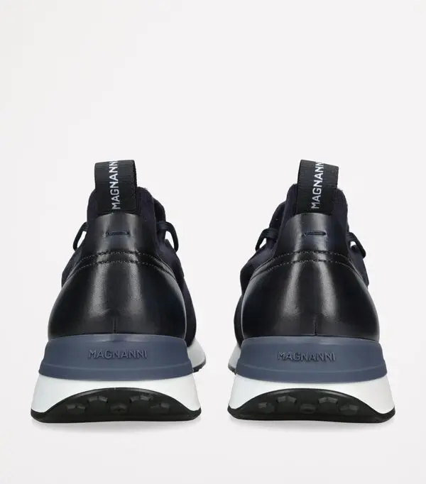 Magnanni Leather-trim Grafton Sneakers - Navy