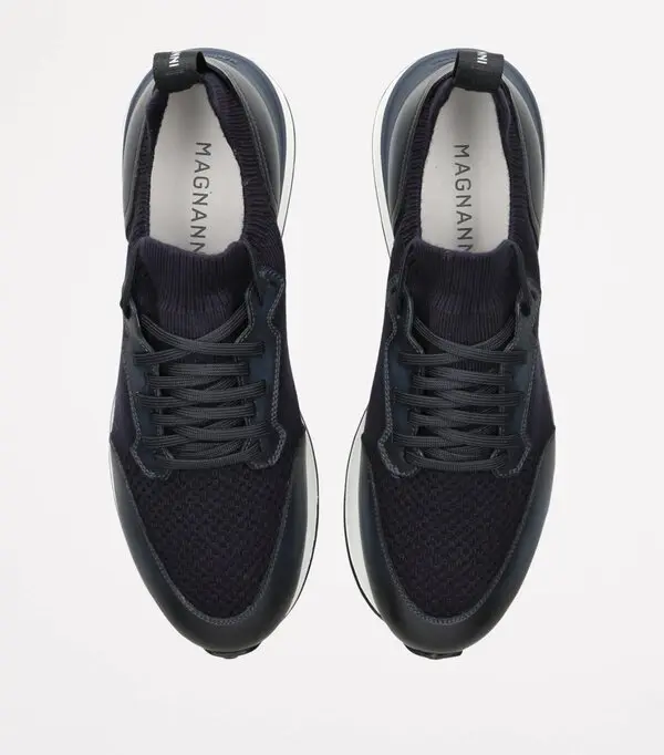 Magnanni Leather-trim Grafton Sneakers - Navy