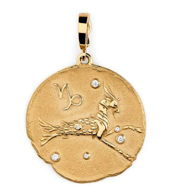 AZLEE Large Capricorn Coin Charm - Gold