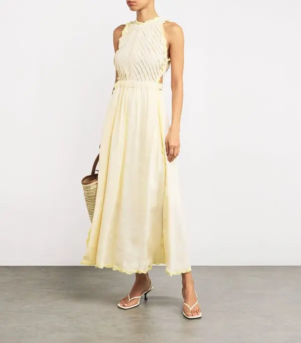 Linen-blend Maxi Dress - Yellow