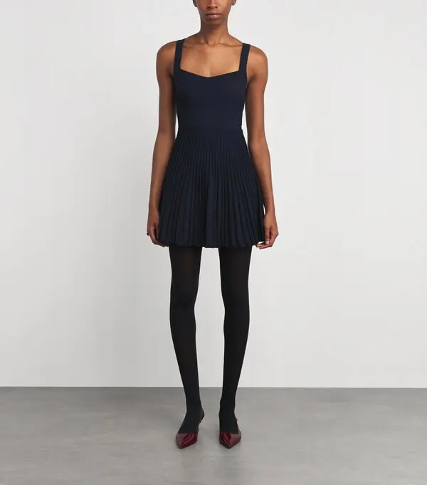 Sandro Rib-Knit Mini Dress - Blue | Editorialist