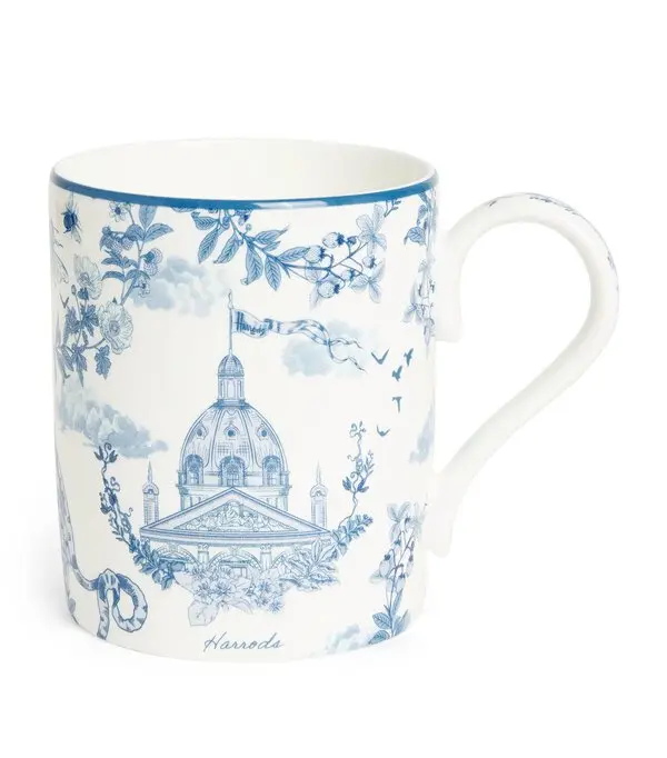 Harrods Bone China Toile Mug - Blue