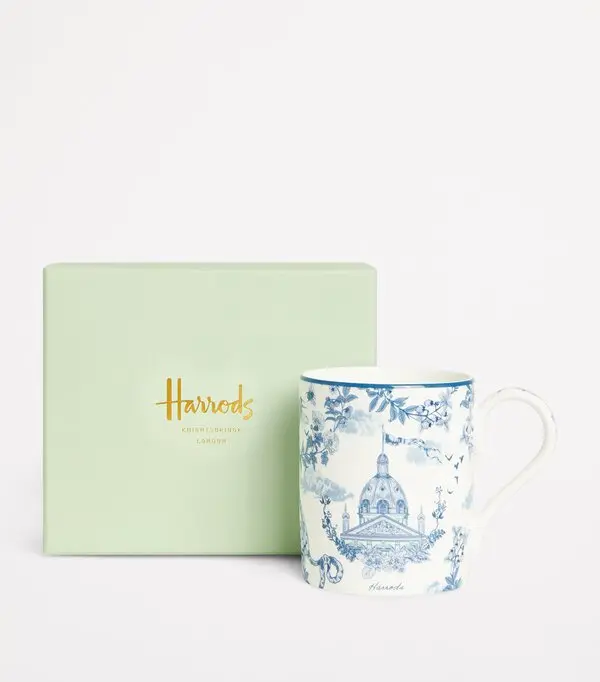 Harrods Bone China Toile Mug - Blue