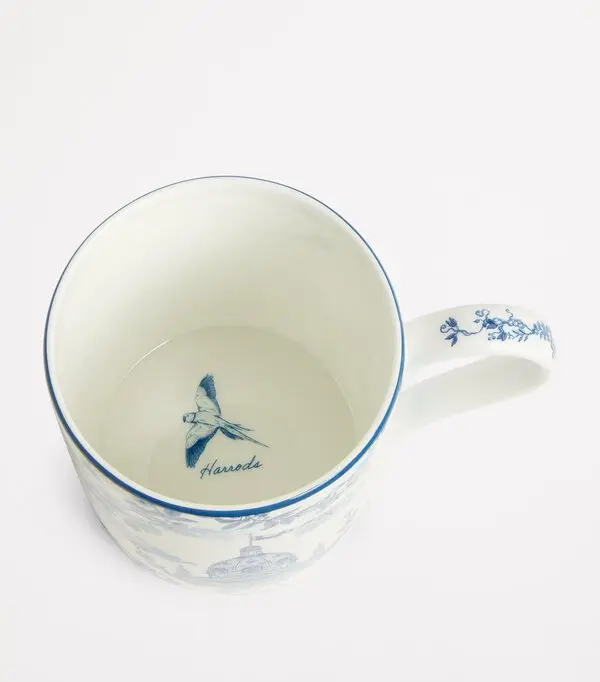 Harrods Bone China Toile Mug - Blue