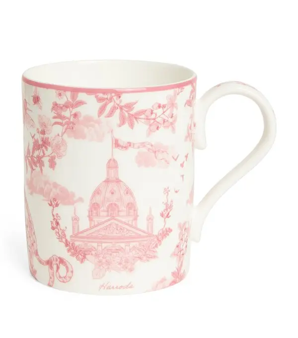 Harrods Bone China Toile Mug - Pink