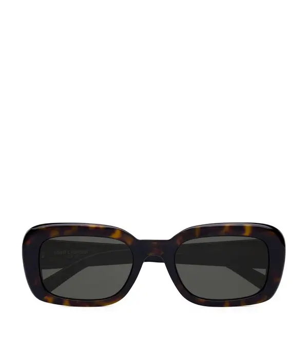 Saint Laurent Tortoiseshell Rectangle Sunglasses - Brown