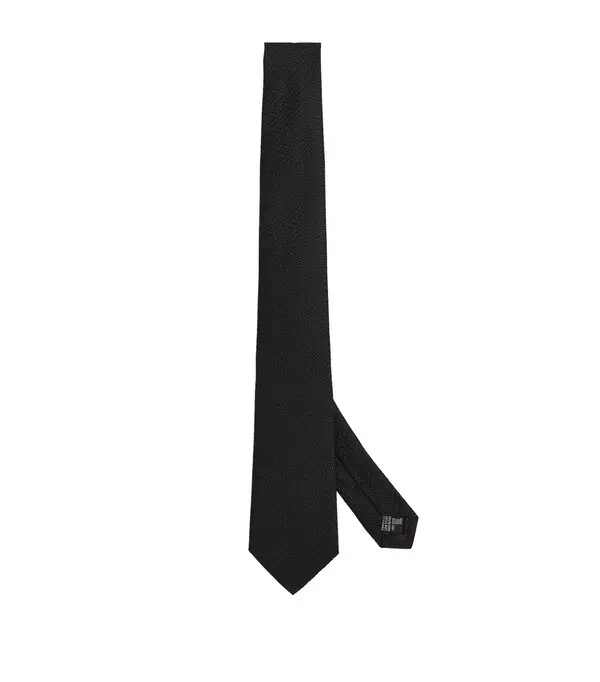 Emporio Armani Silk Geometric Jacquard Neck Tie - Black
