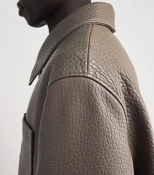 AMI Paris Grained Leather Shirt Jacket
