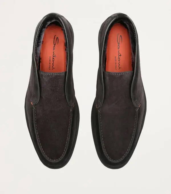 Santoni Suede Detroit High-top Loafers - Grey