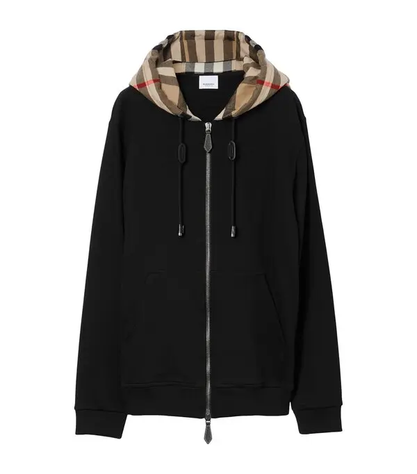Burberry Check Trim Zip-up Hoodie