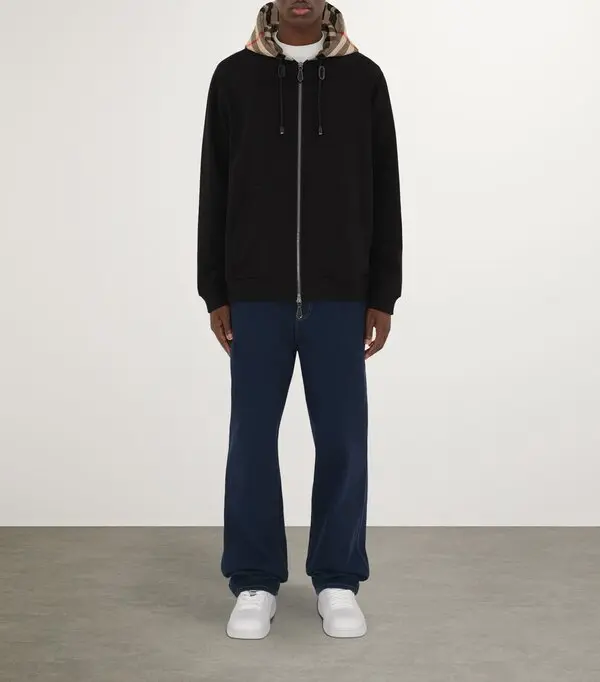 Burberry Check Trim Zip-up Hoodie