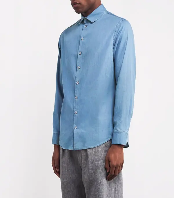 Giorgio Armani Cotton Long-Sleeve Shirt In Blue | Editorialist
