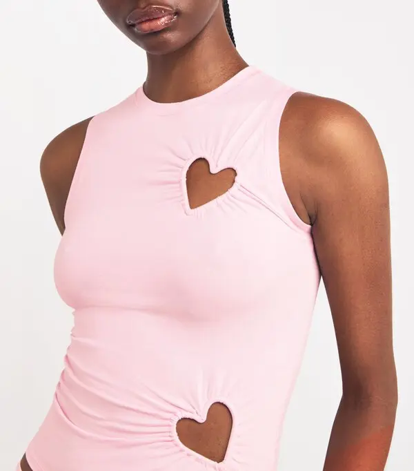Skims Stretch-Cotton Jersey Heart Tank Top In Pink - 31% Off