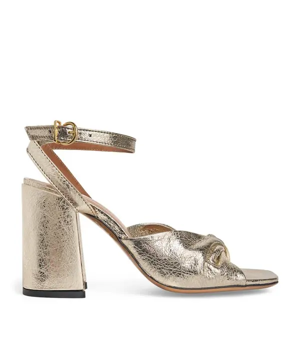 Maje Metallic Leather Twisted Sandals 85 - Gold