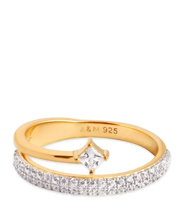 ASTRID & MIYU Plated Sterling Silver Crystal Ring - Gold