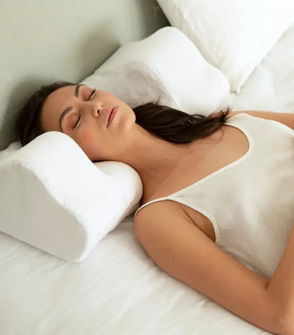 HYOUMANKIND Back Sleep Pillow With Linen Pillowcase