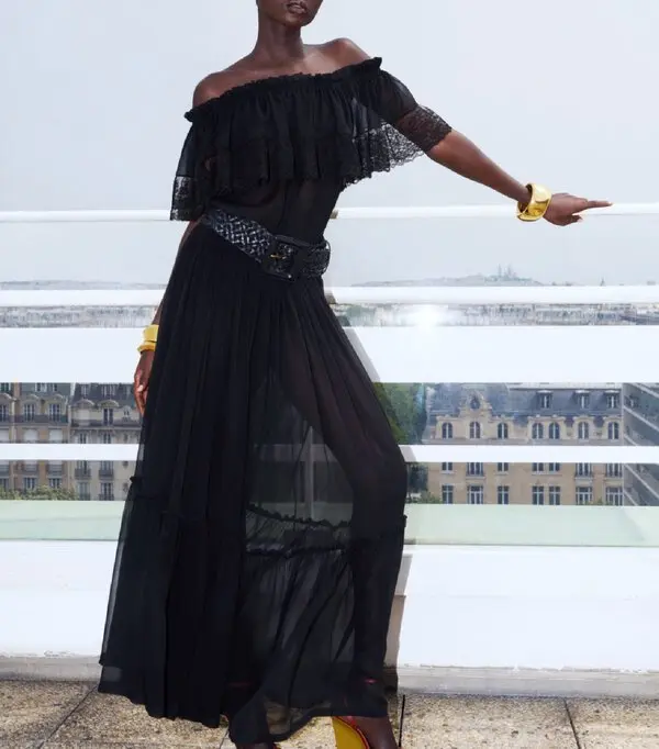 Saint Laurent Silk Maxi Skirt - Black