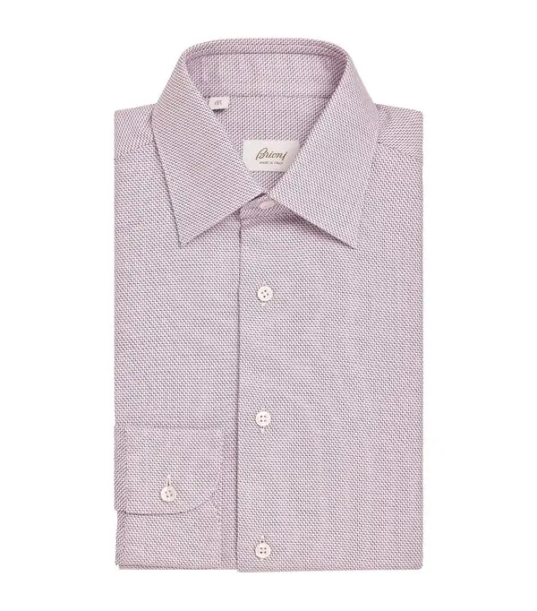 Brioni Cotton Micro-houndstooth Shirt - White