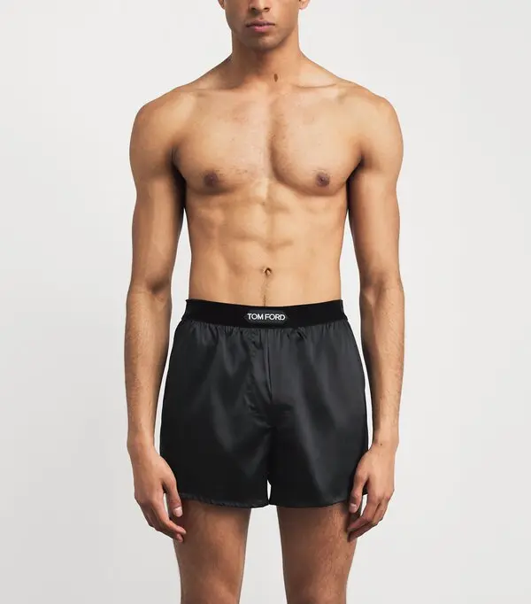 TOM FORD Stretch-silk Boxer Shorts - Black
