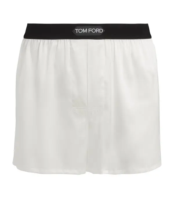 TOM FORD Stretch-silk Boxer Shorts - White