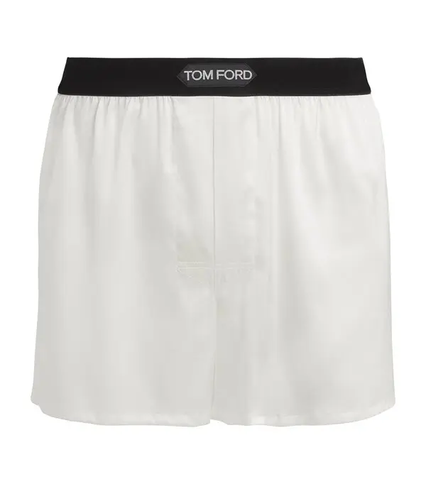 TOM FORD Stretch-silk Boxer Shorts - White