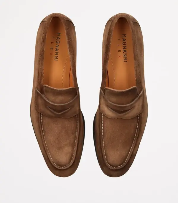 Magnanni Suede Diezma Penny Loafers - Brown