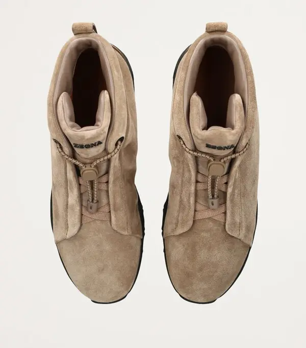 Zegna Suede High-top Sneakers - Beige
