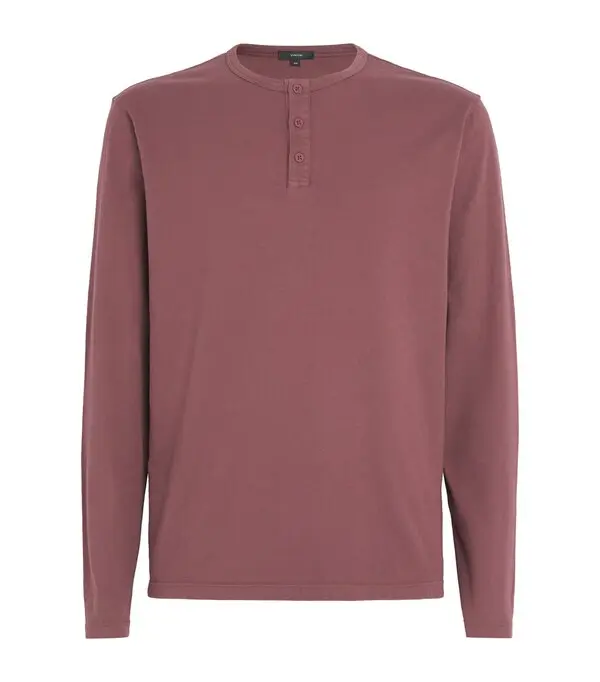 Vince Cotton Henley Top - Red