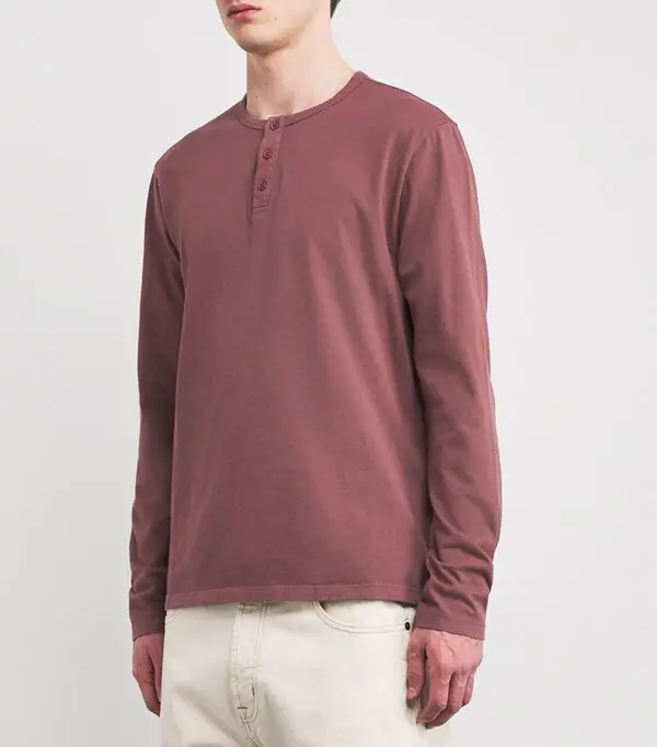 Vince Cotton Henley Top - Red