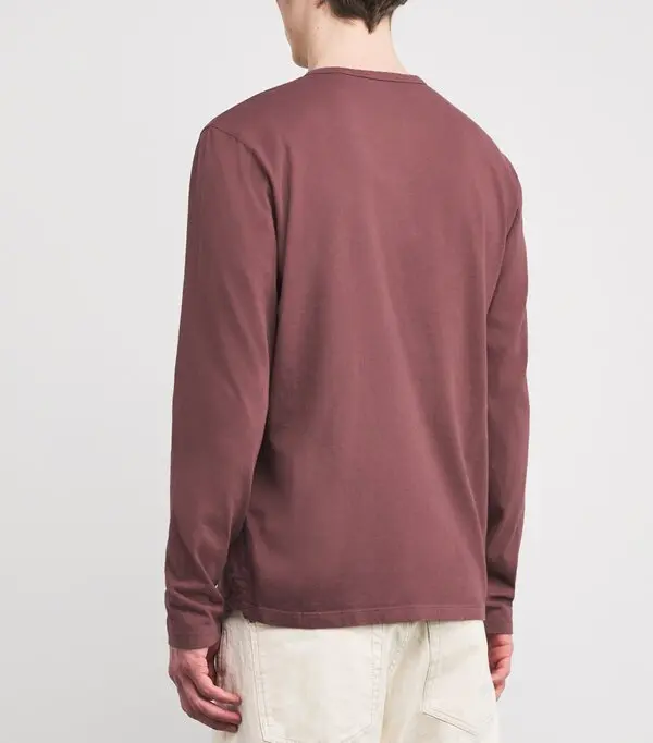 Vince Cotton Henley Top - Red