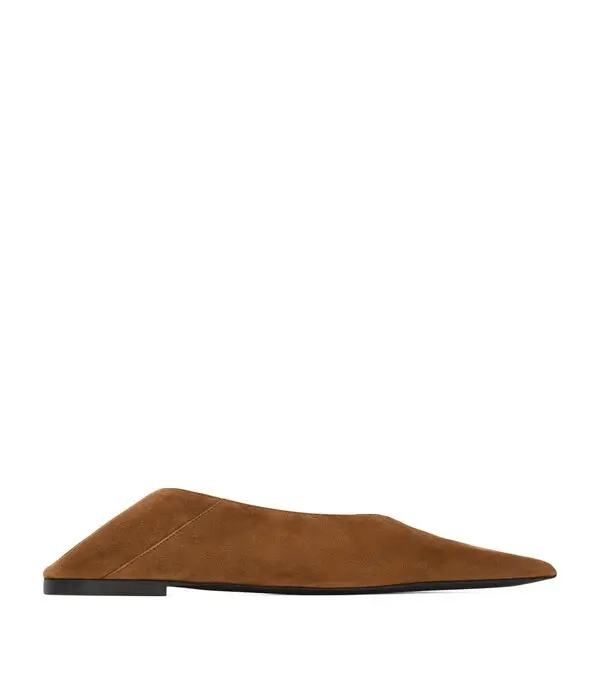 Saint Laurent Suede Zaza Ballet Flats - Brown