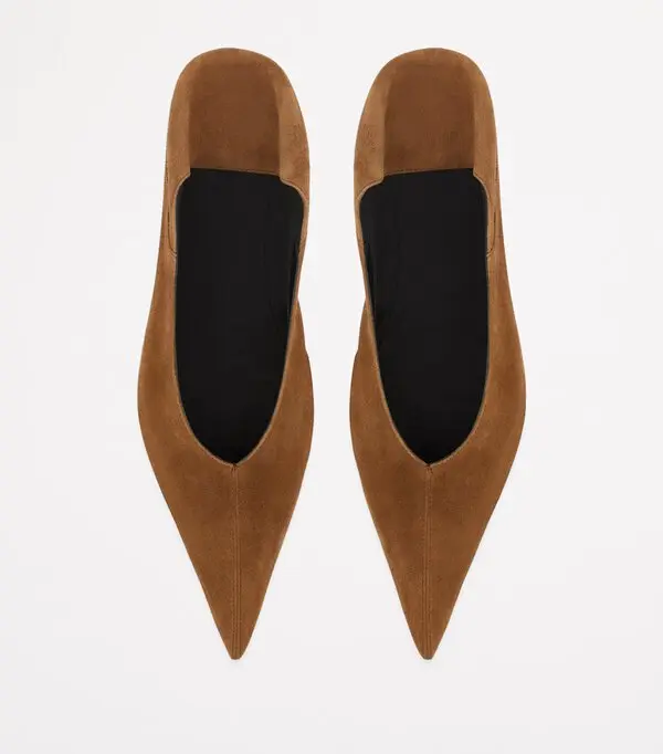Saint Laurent Suede Zaza Ballet Flats - Brown