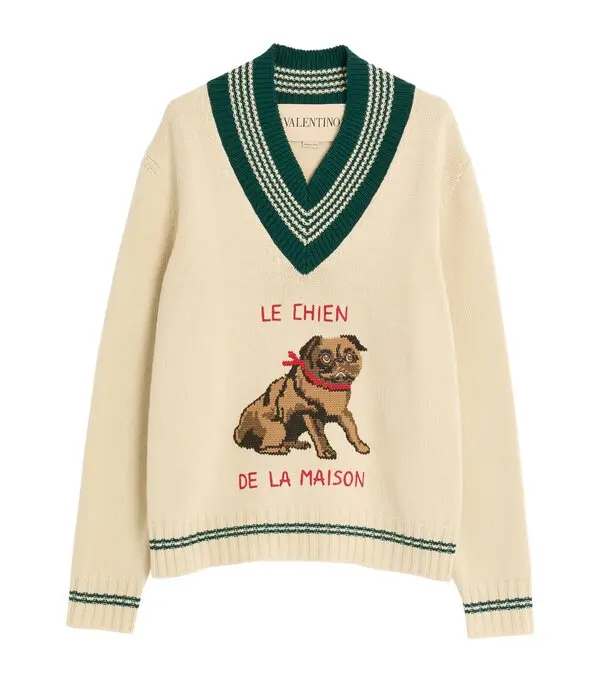 Valentino Garavani Wool Le Chien De La Maison Sweater - White
