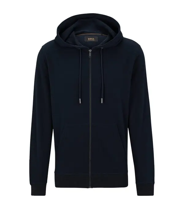 BOSS Cotton-cashmere Zip Up Hoodie - Blue