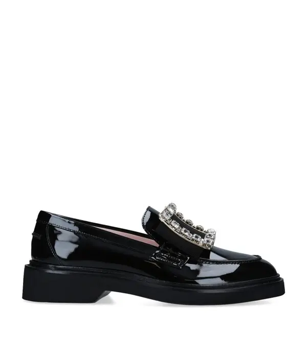 ROGER VIVIER Patent Loafers With Strass Buckle - Black